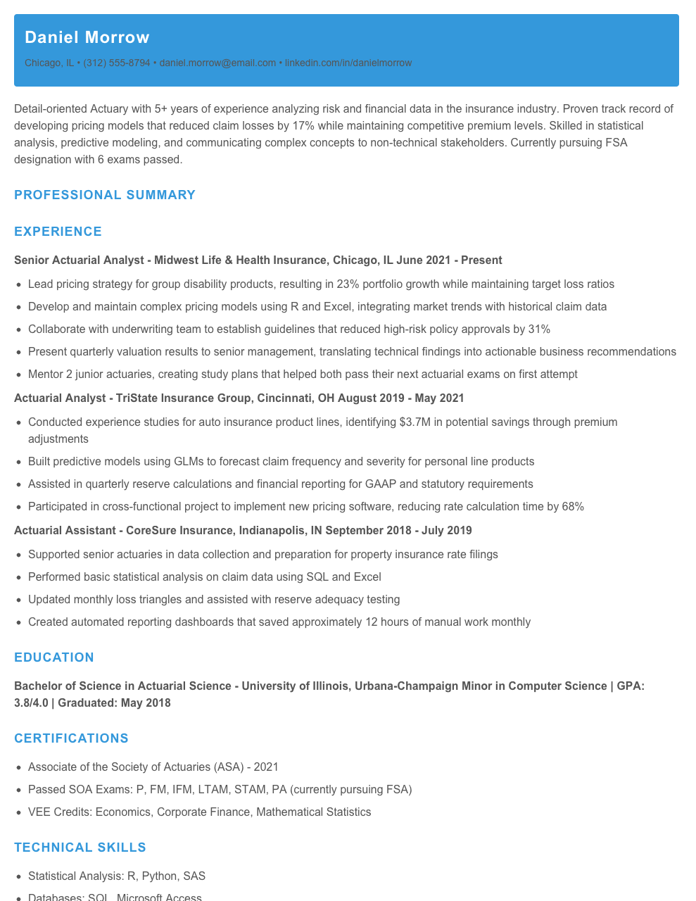 Actuary Resume Examples & Templates 2025 - Resume.AI