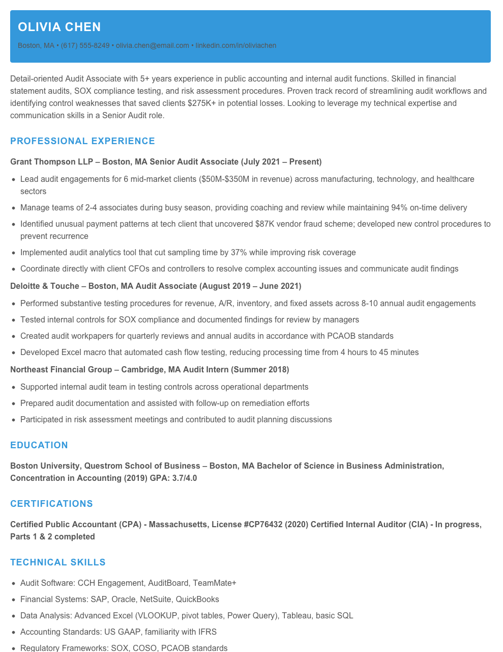 Audit Associate Resume Examples & Templates 2025 - Resume.AI