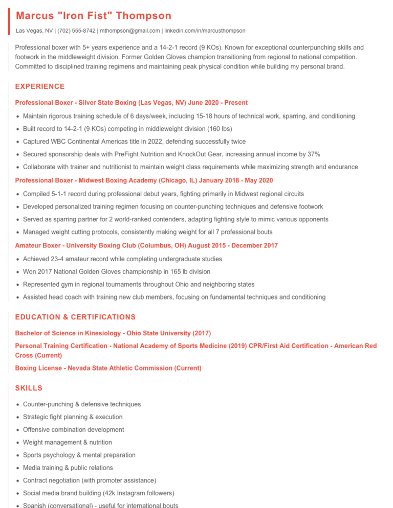 Boxer Resume Examples & Templates 2025 - Resume.AI