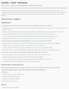 Carpenter Apprentice Resume Examples & Templates 2025 - Resume.AI