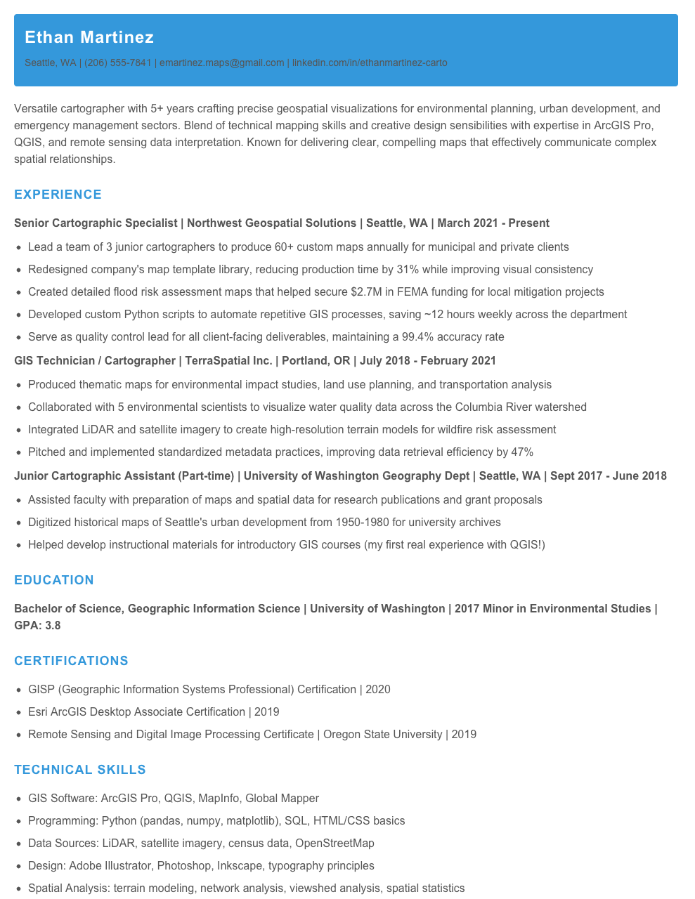 Cartographer Resume Examples & Templates 2025 - Resume.AI