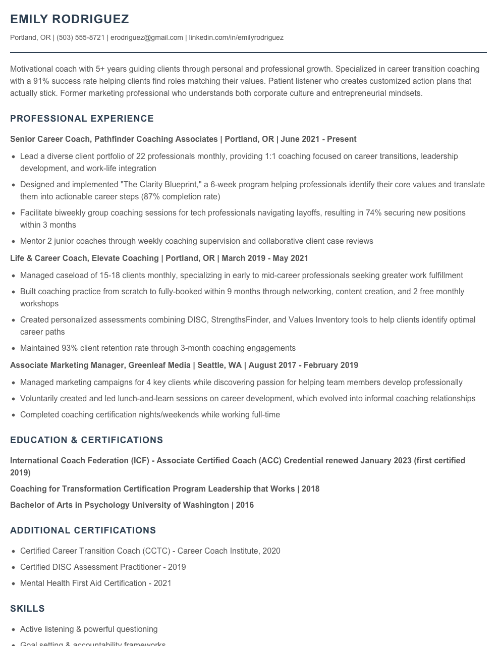 Coach Resume Examples & Templates 2025 - Resume.AI
