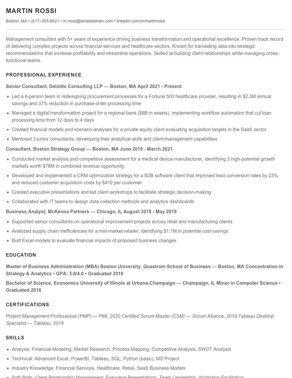 Consultant Resume Examples & Templates 2025 - Resume.AI