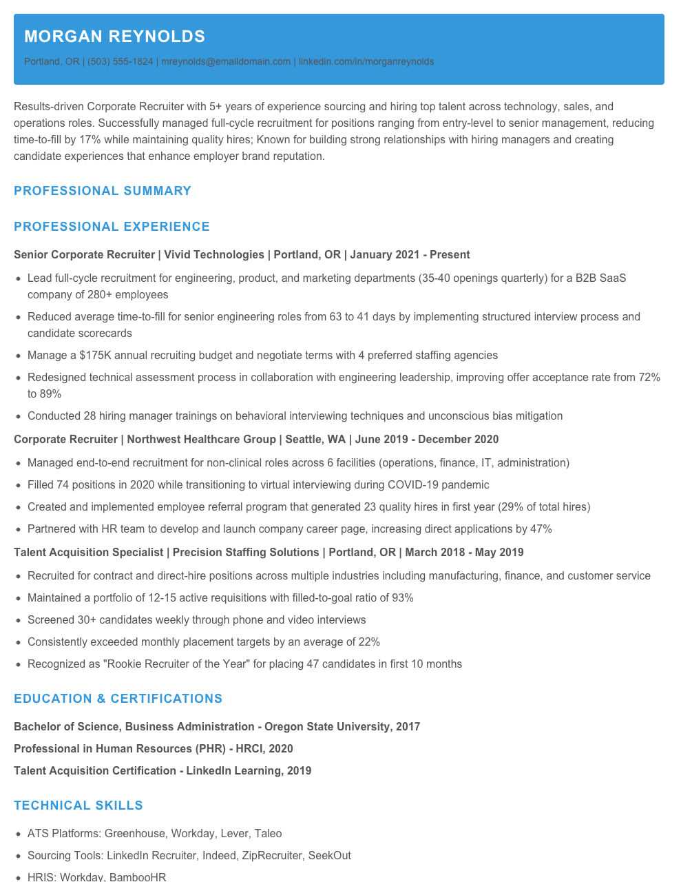 Corporate Recruiter Resume Examples & Templates 2025 - Resume.AI