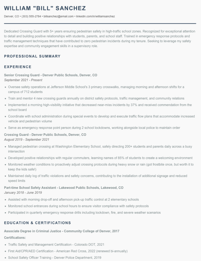 Crossing Guard Resume Examples & Templates 2025 - Resume.AI