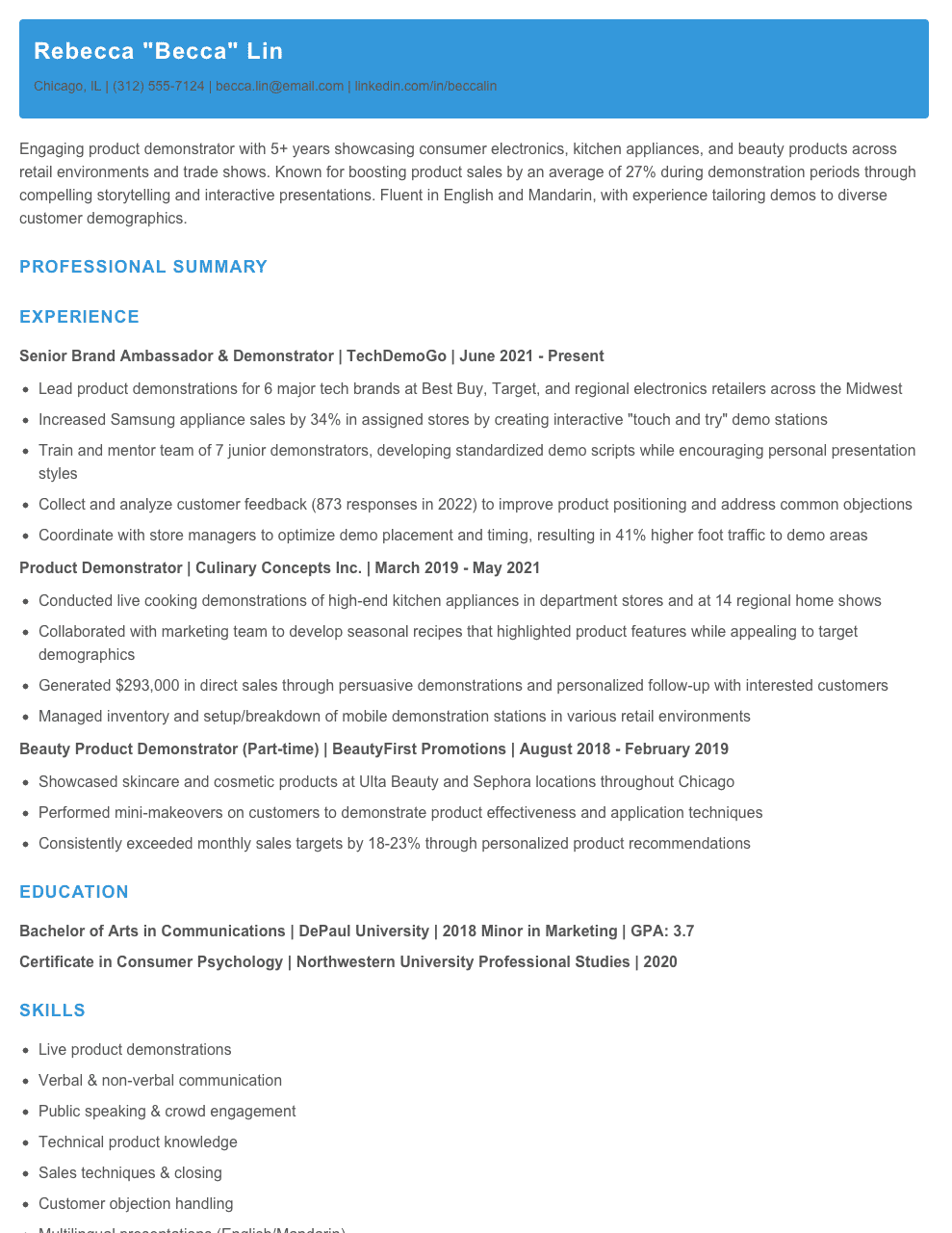 Demonstrator Resume Examples & Templates 2025 - Resume.AI