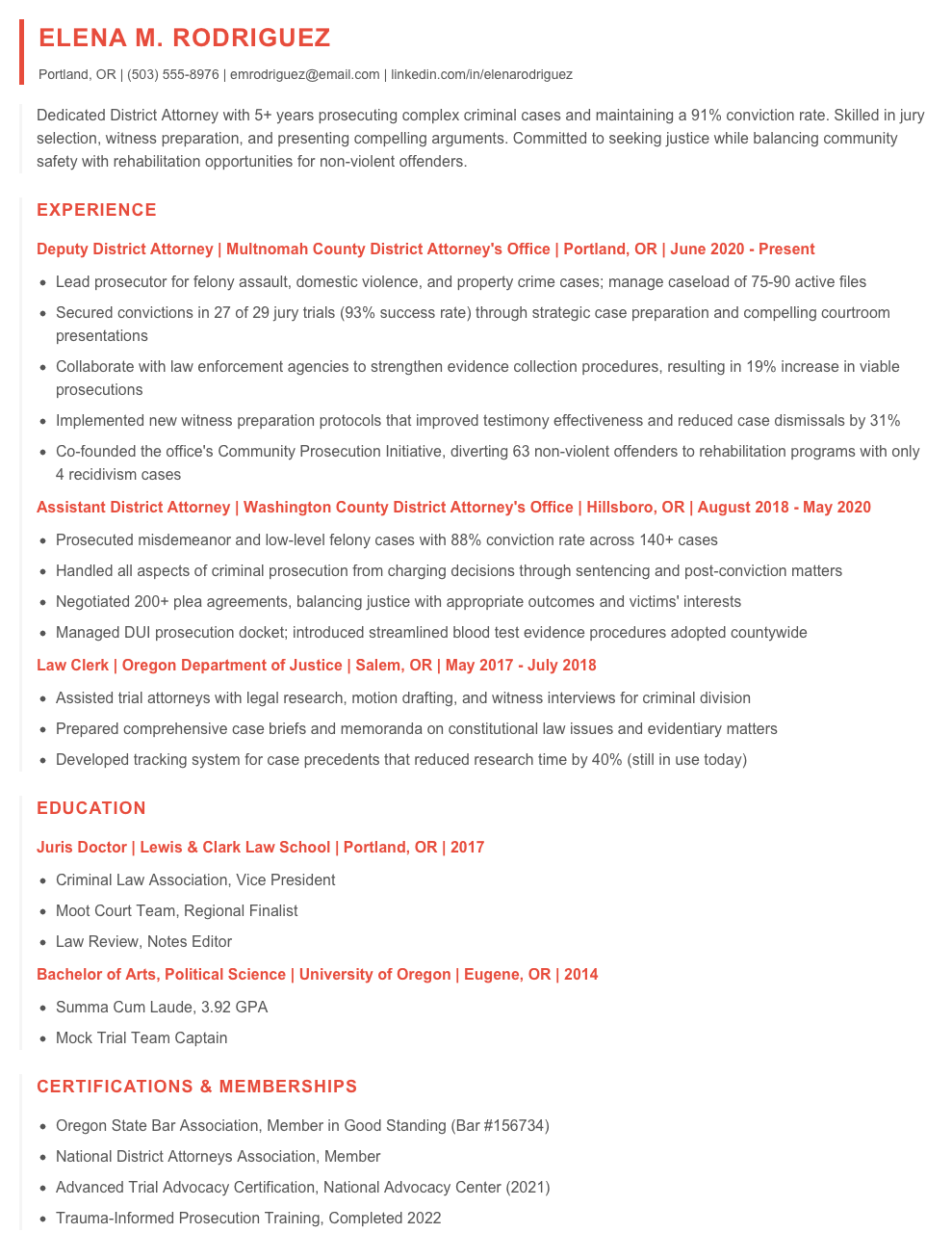 District Attorney Resume Examples & Templates 2025 - Resume.AI