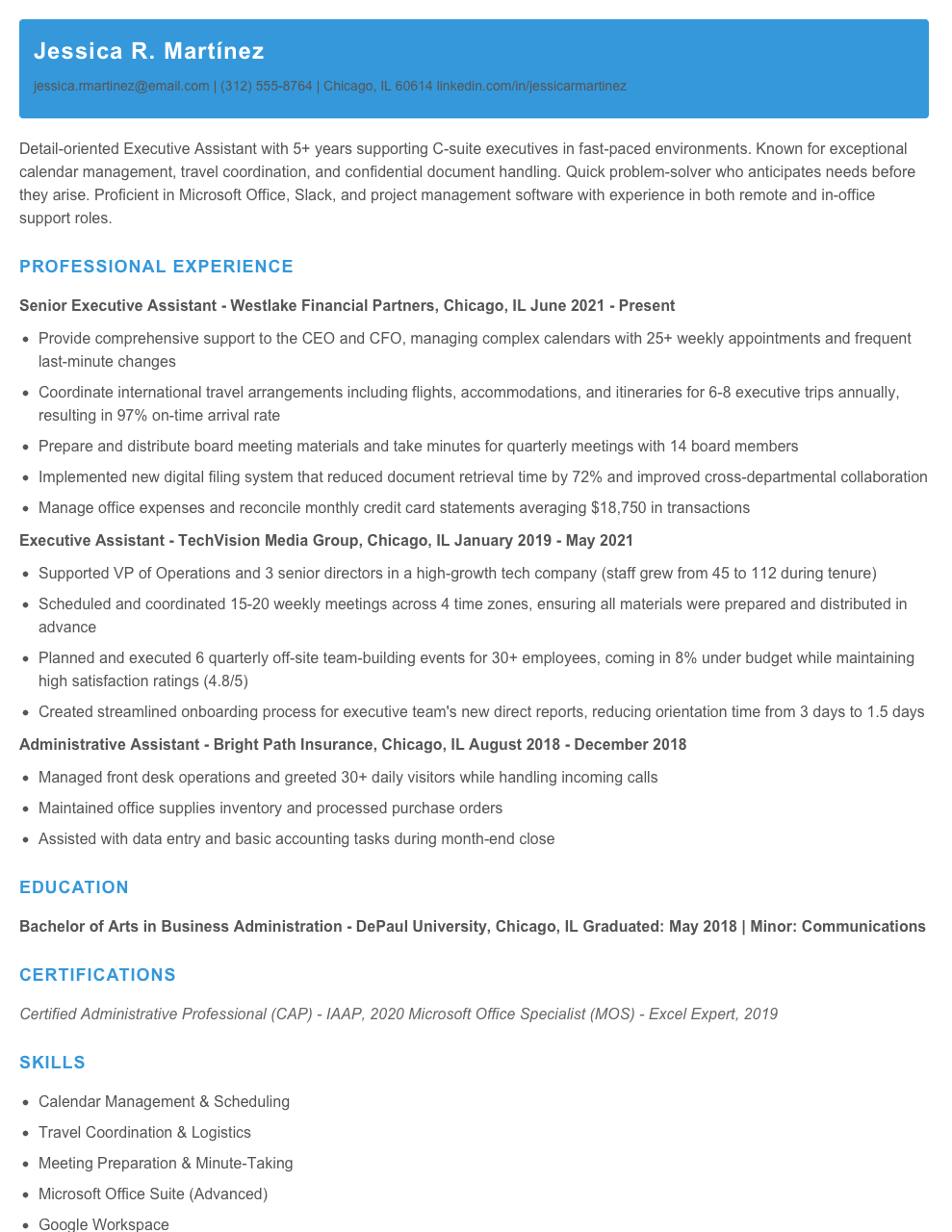 Executive Assistant Resume Examples & Templates 2025 - Resume.AI