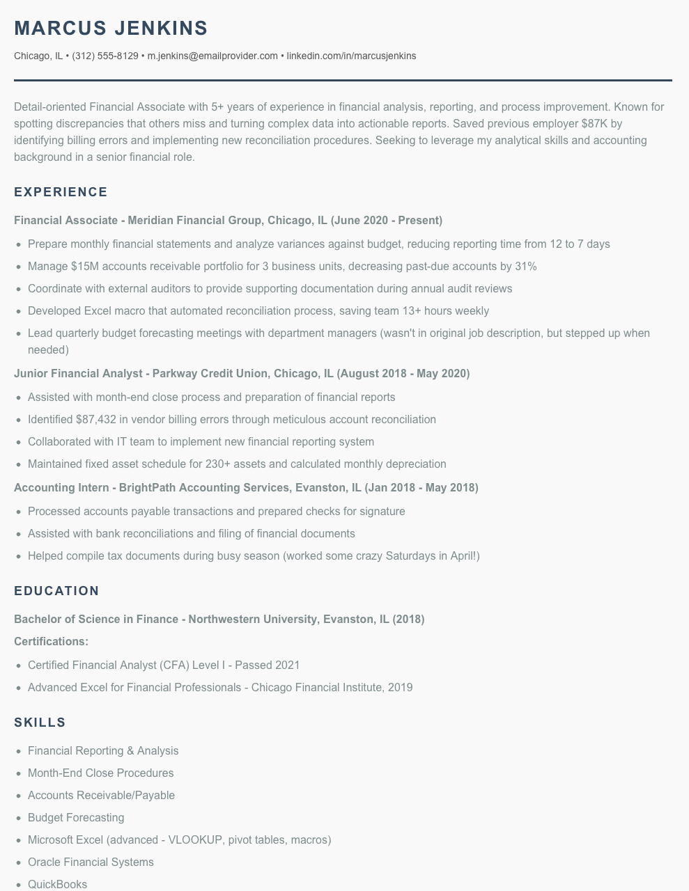 Financial Associate Resume Examples & Templates 2025 - Resume.AI