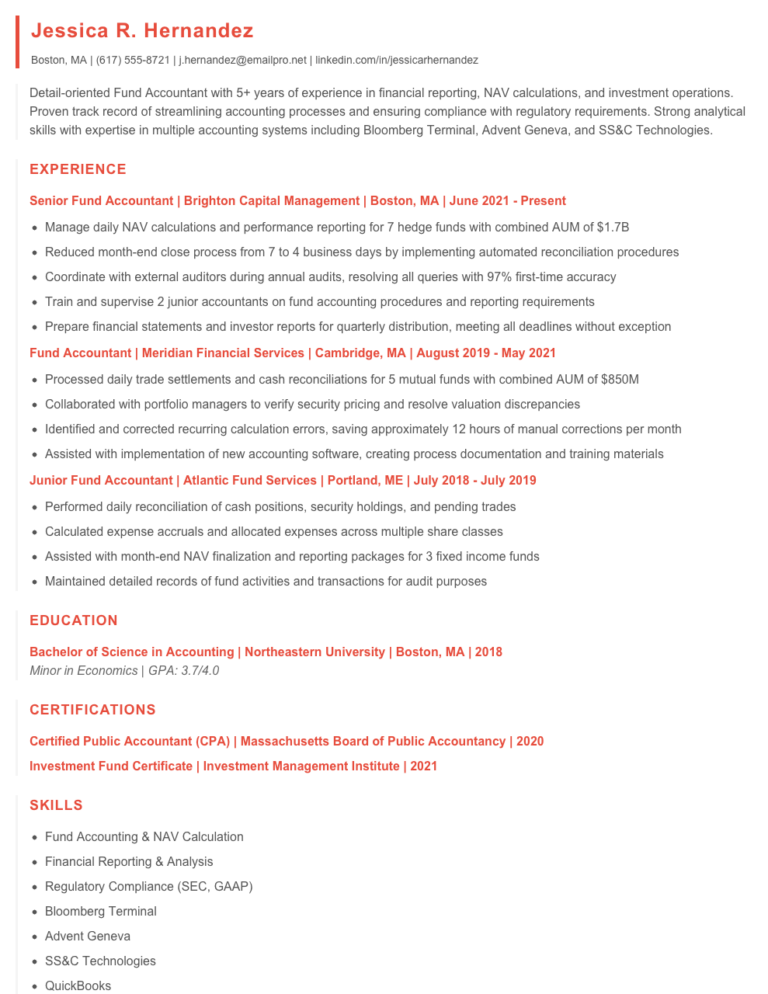 Fund Accountant Resume Examples & Templates 2025 - Resume.AI