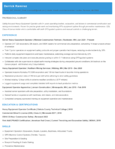 Heavy Equipment Operator Resume Examples & Templates 2025 - Resume.AI