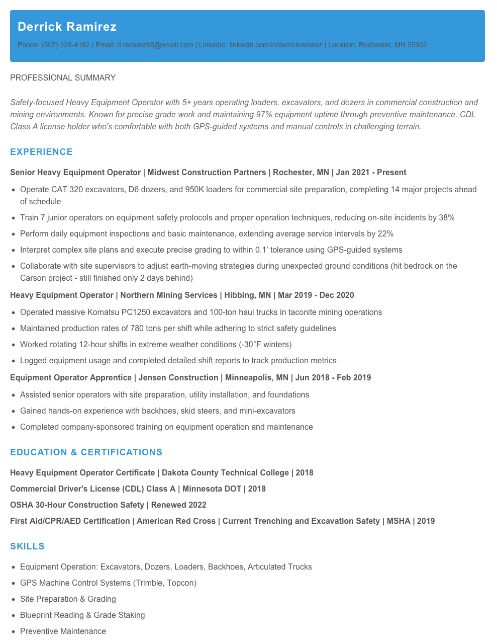 Heavy Equipment Operator Resume Examples & Templates 2025 - Resume.AI