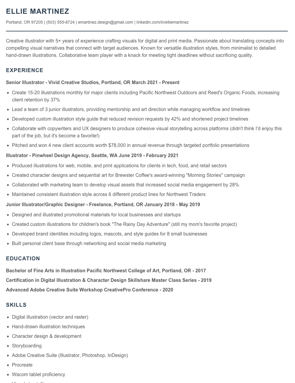 Illustrator Resume Examples & Templates 2025 - Resume.AI