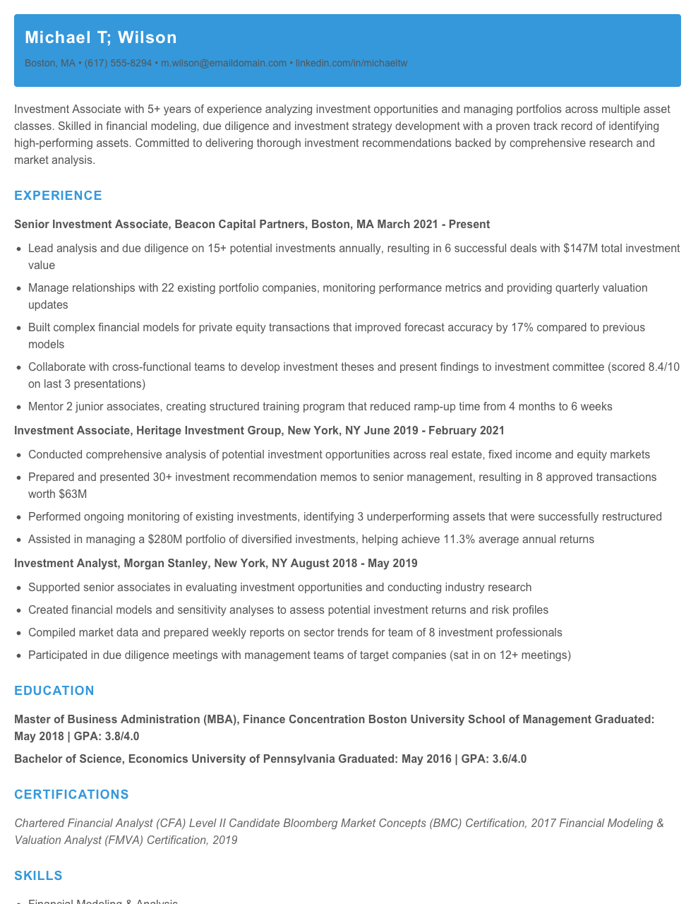 Investment Associate Resume Examples & Templates 2025 - Resume.AI