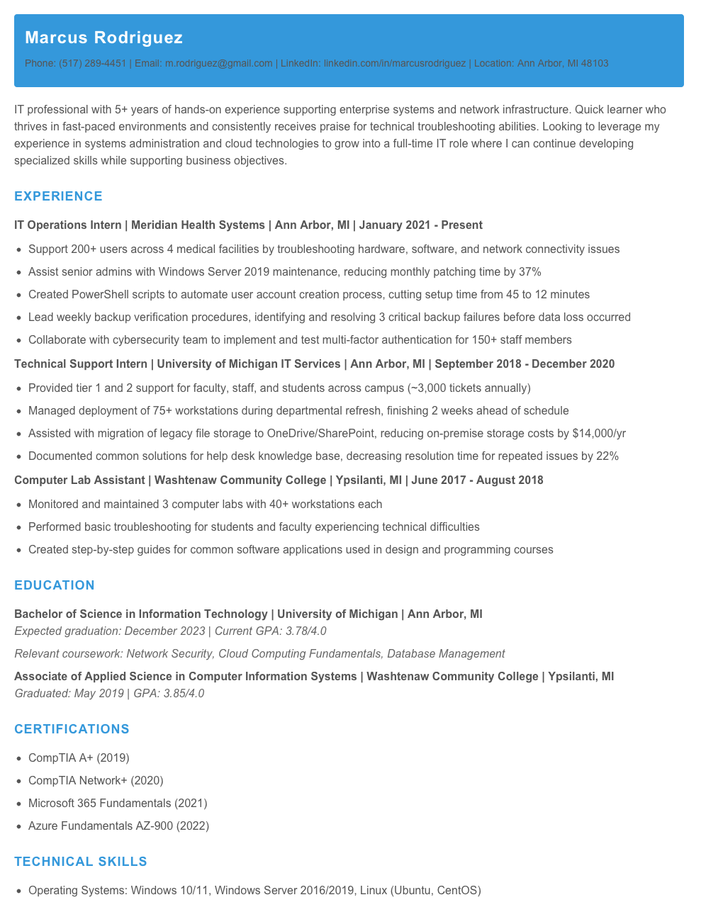 IT Intern Resume Examples & Templates 2025 - Resume.AI