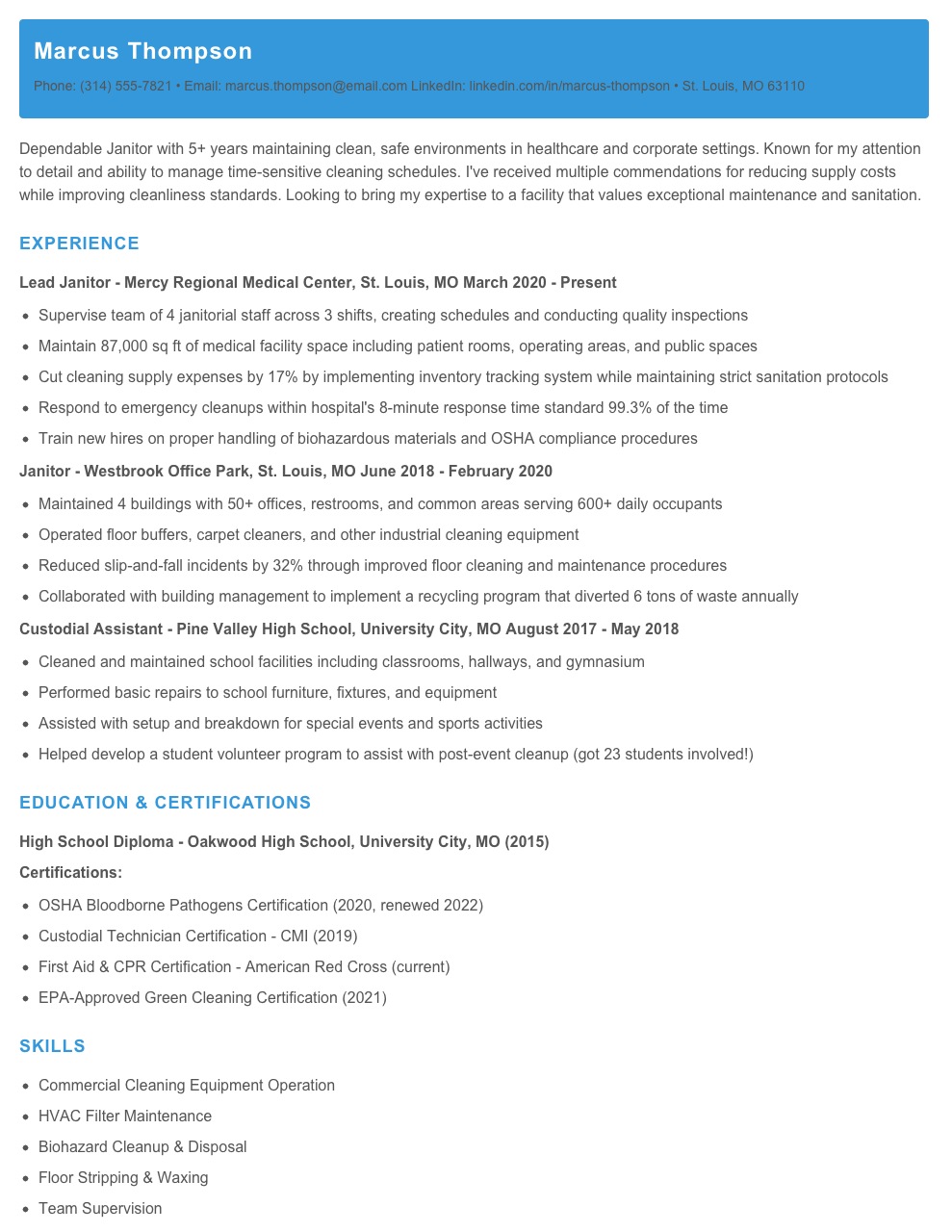 Janitor Resume Examples & Templates 2025 - Resume.AI