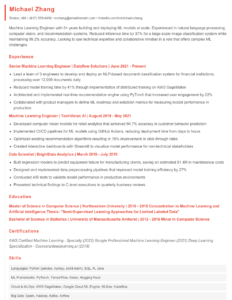 Machine Learning Engineer Resume Examples & Templates 2025 - Resume.AI
