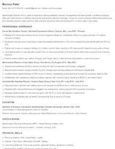 Merchandise Planner Resume Examples & Templates 2025 - Resume.AI