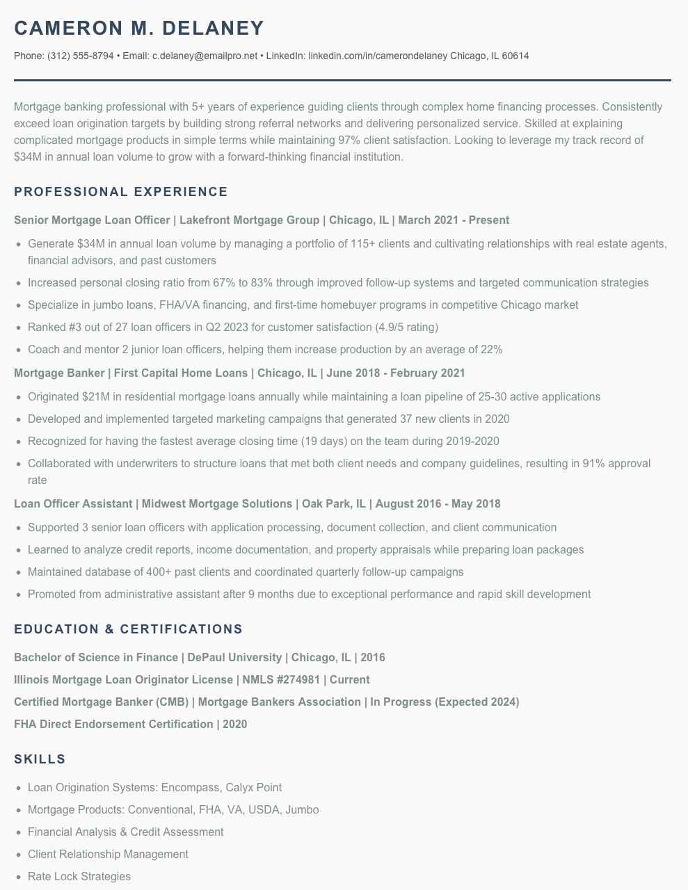 Mortgage Banker Resume Examples & Templates 2025 - Resume.AI