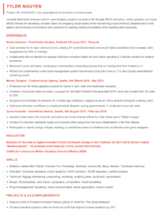 Multimedia Animator Resume Examples & Templates 2025 - Resume.AI