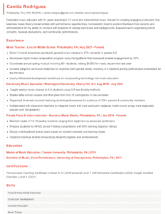 Music Teacher Resume Examples & Templates 2025 - Resume.AI