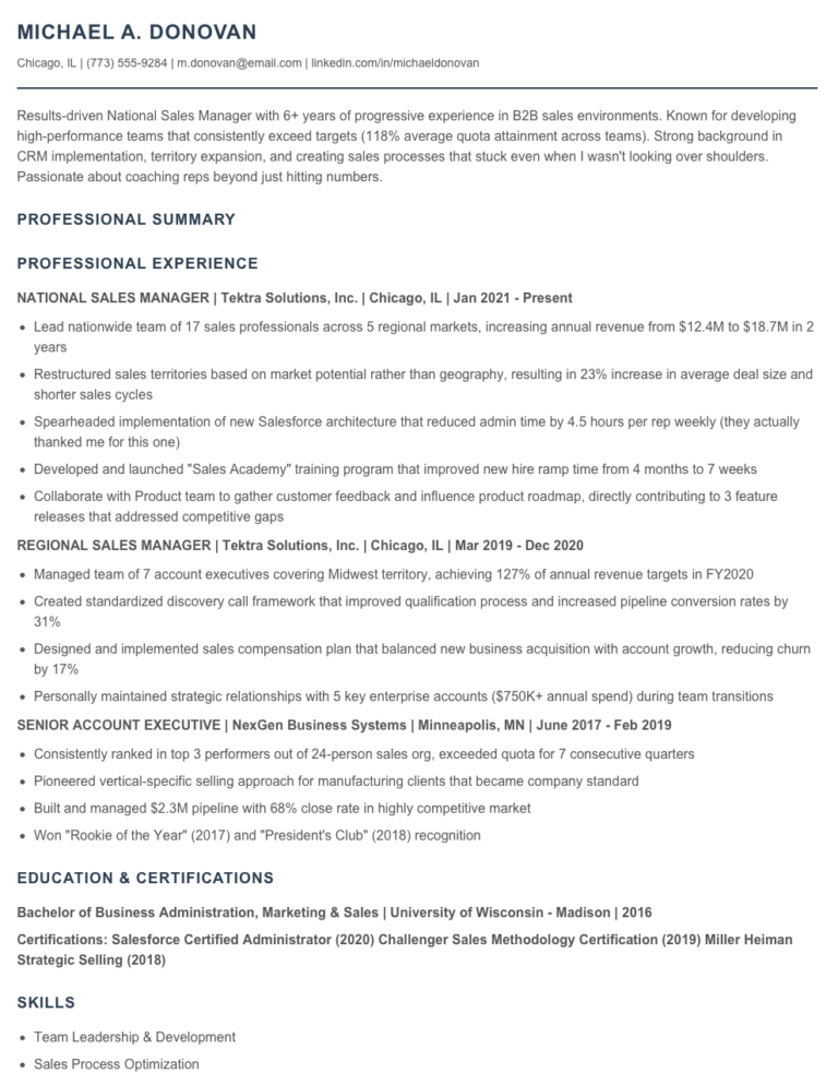 National Sales Manager Resume Examples & Templates 2025 - Resume.AI
