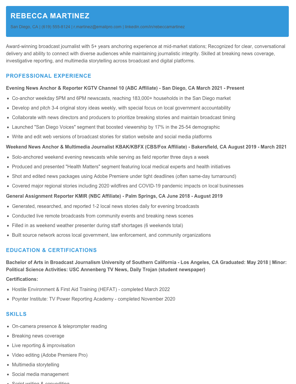 News Anchor Resume Examples & Templates 2025 - Resume.AI