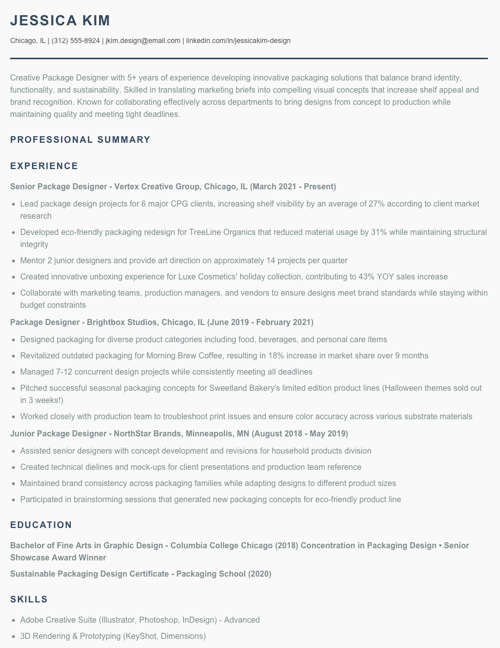 Package Designer Resume Examples & Templates 2025 - Resume.AI