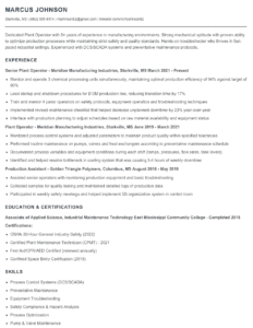 Plant Operator Resume Examples & Templates 2025 - Resume.AI