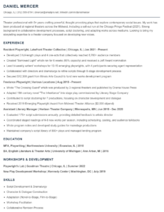 Playwright Resume Examples & Templates 2025 - Resume.AI