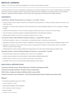 Plumber Resume Examples & Templates 2025 - Resume.AI