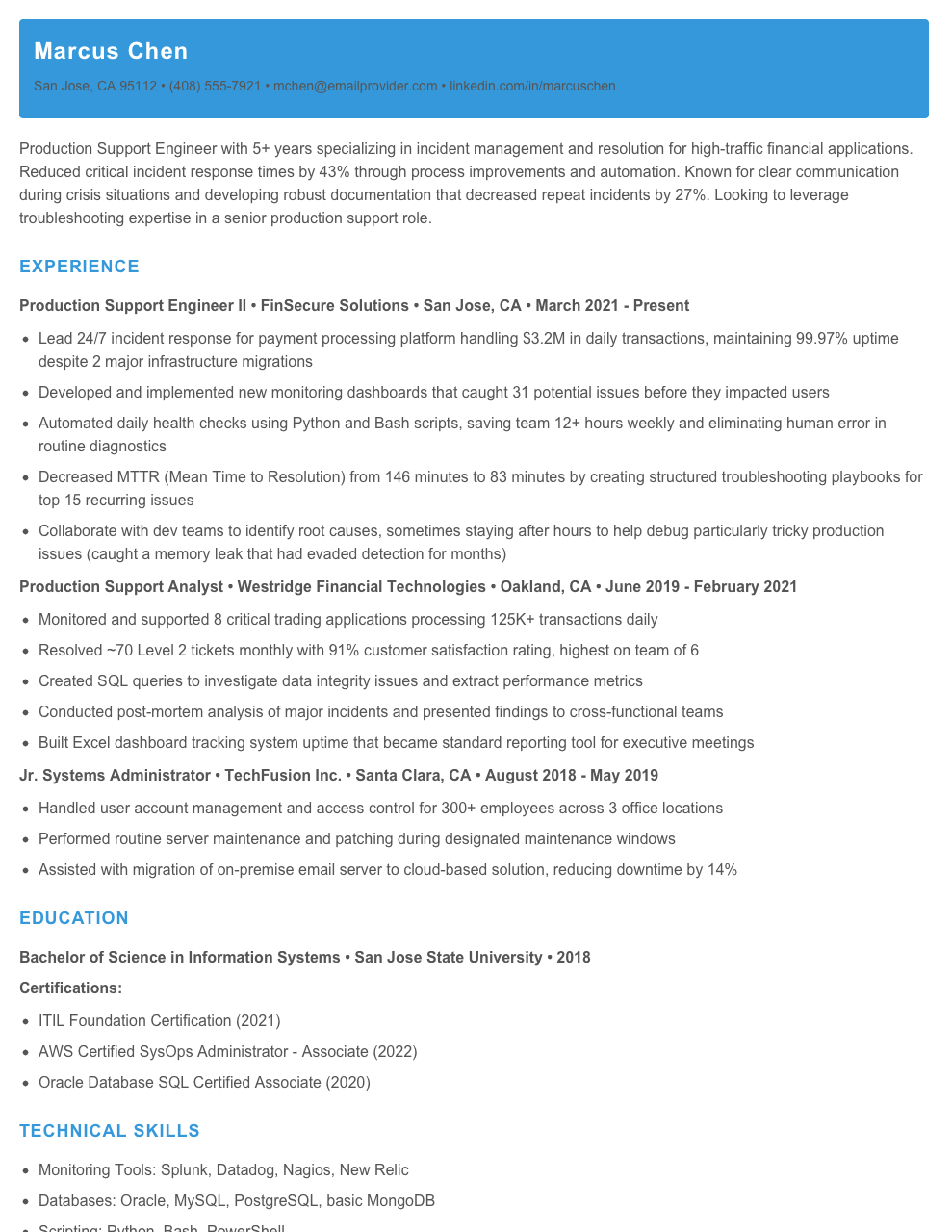 Production Support Resume Examples & Templates 2025 - Resume.AI