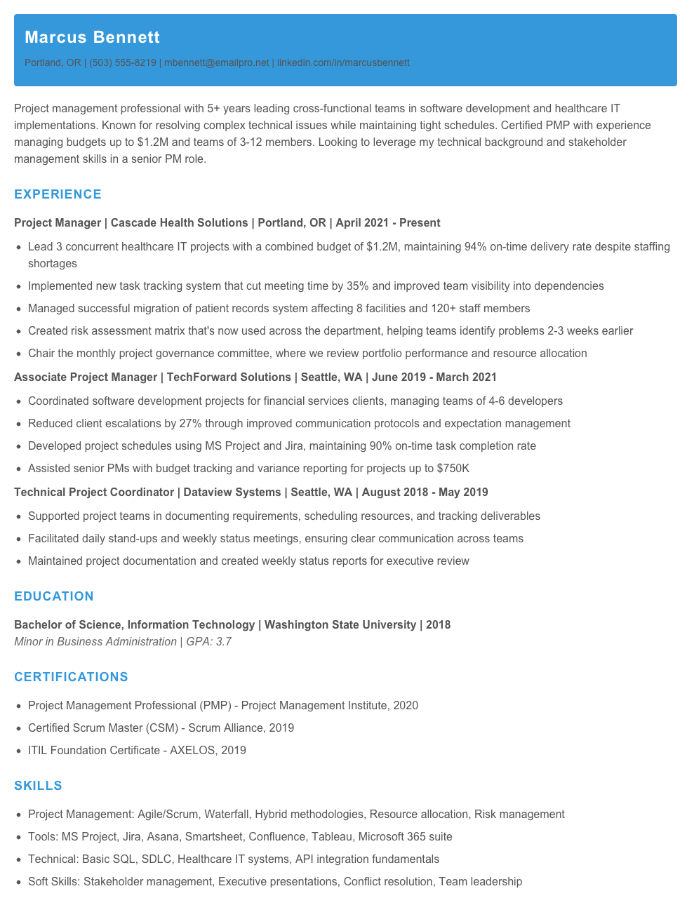 Project Manager Resume Examples & Templates 2025 - Resume.AI