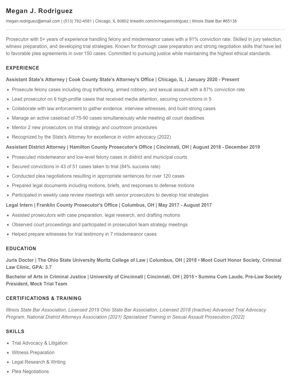 Prosecutor Resume Examples & Templates 2025 - Resume.AI