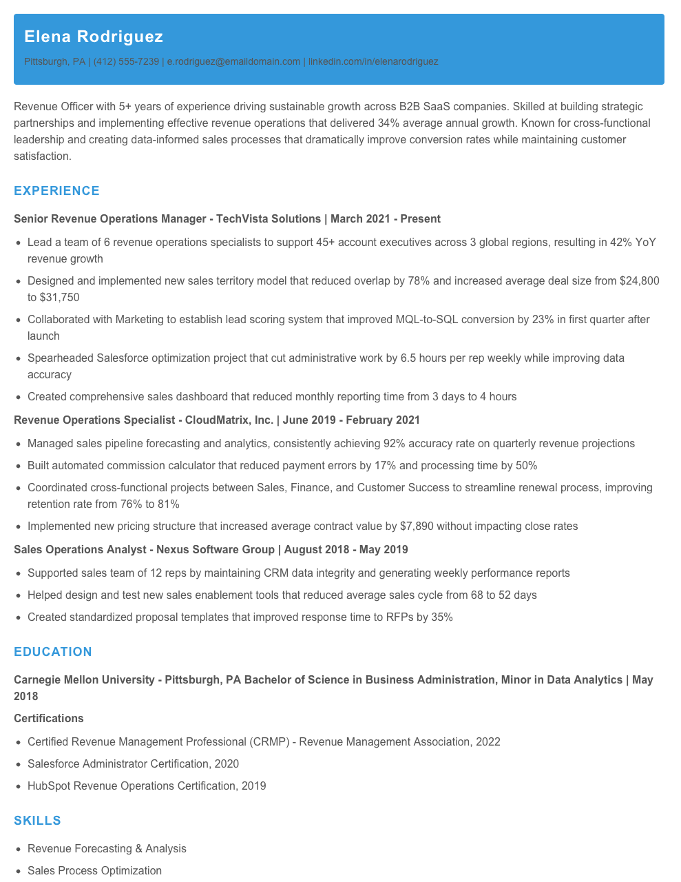 Revenue Officer Resume Examples & Templates 2025 - Resume.AI
