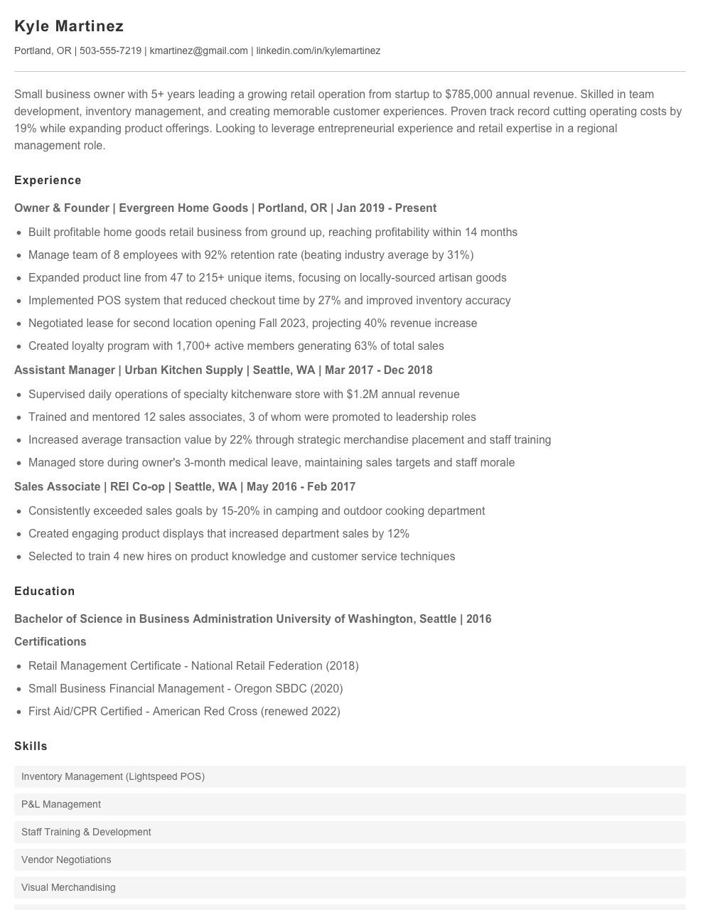 Small Business Owner Resume Examples & Templates 2025 - Resume.AI