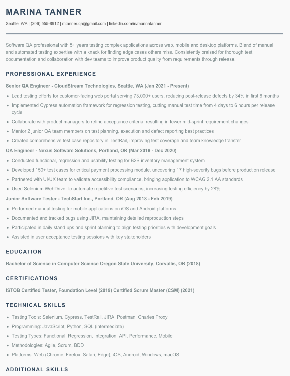 Software Tester Resume Examples & Templates 2025 - Resume.AI