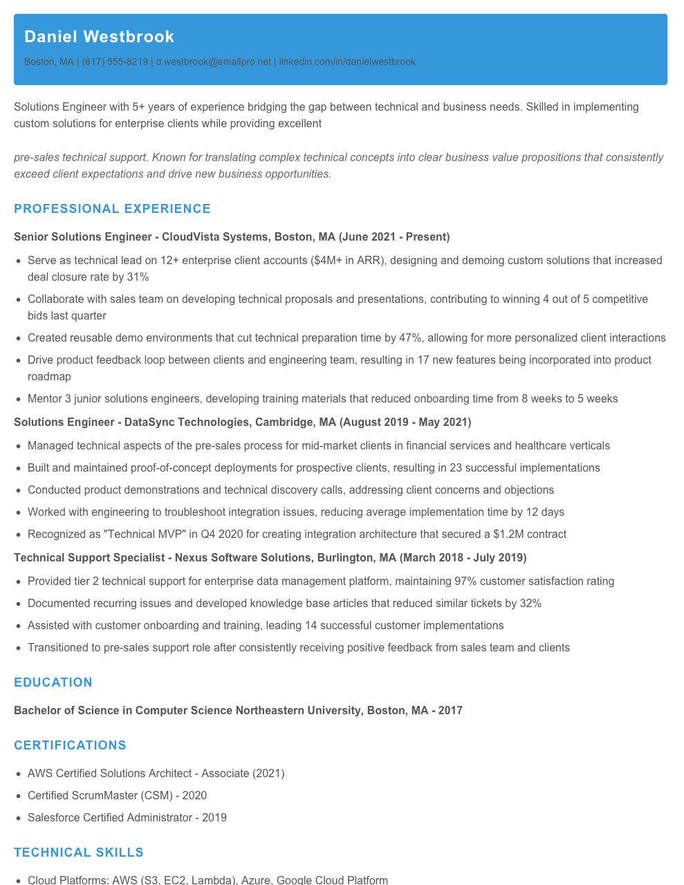 Solutions Engineer Resume Examples & Templates 2025 - Resume.AI