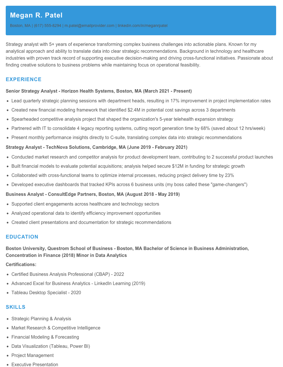 Strategy Analyst Resume Examples & Templates 2025 - Resume.AI
