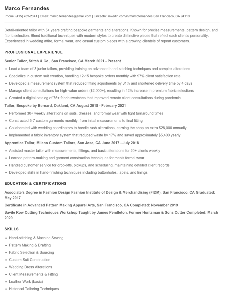 Tailor Resume Examples & Templates 2025 - Resume.AI