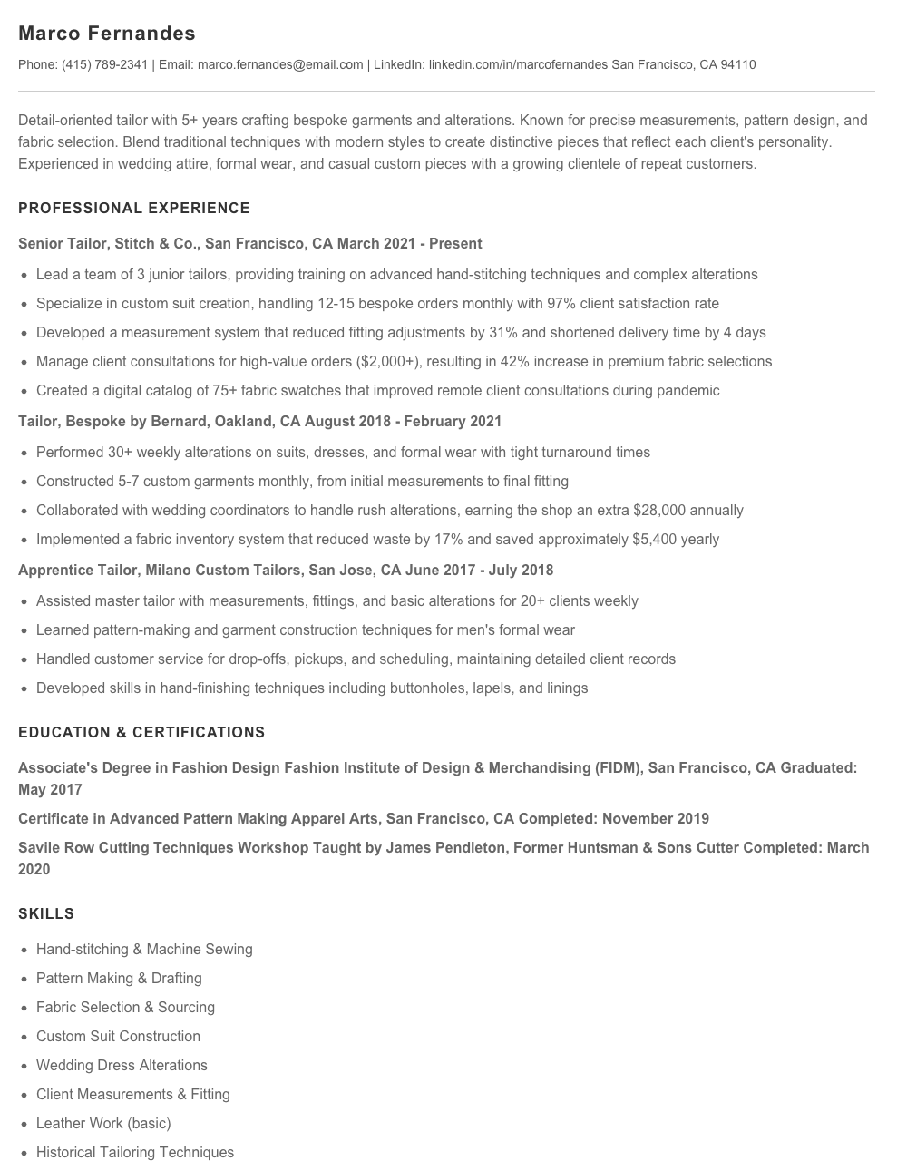 Tailor Resume Examples & Templates 2025 - Resume.AI