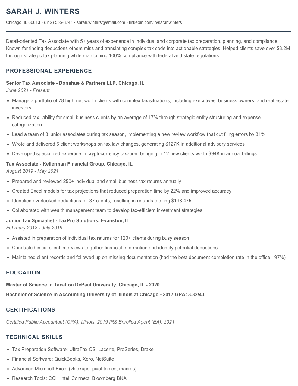 Tax Associate Resume Examples & Templates 2025 - Resume.AI