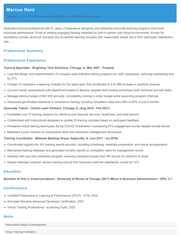 Trainee Resume Examples & Templates 2025 - Resume.AI