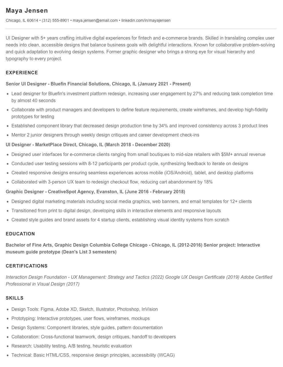 UI Designer Resume Examples & Templates 2025 - Resume.AI