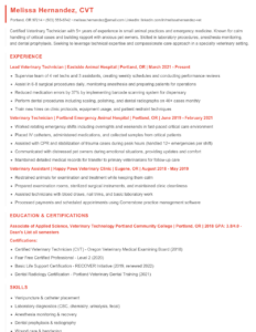 Veterinary Technician Resume Examples & Templates 2025 - Resume.AI