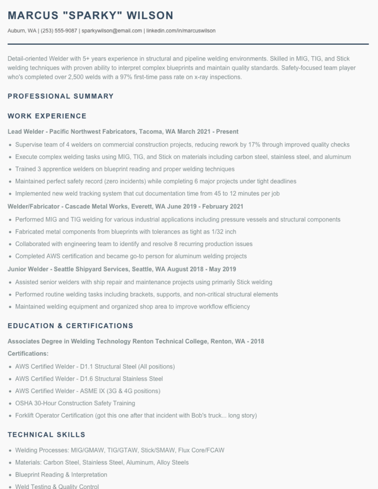 Welder Resume Examples & Templates 2025 - Resume.AI
